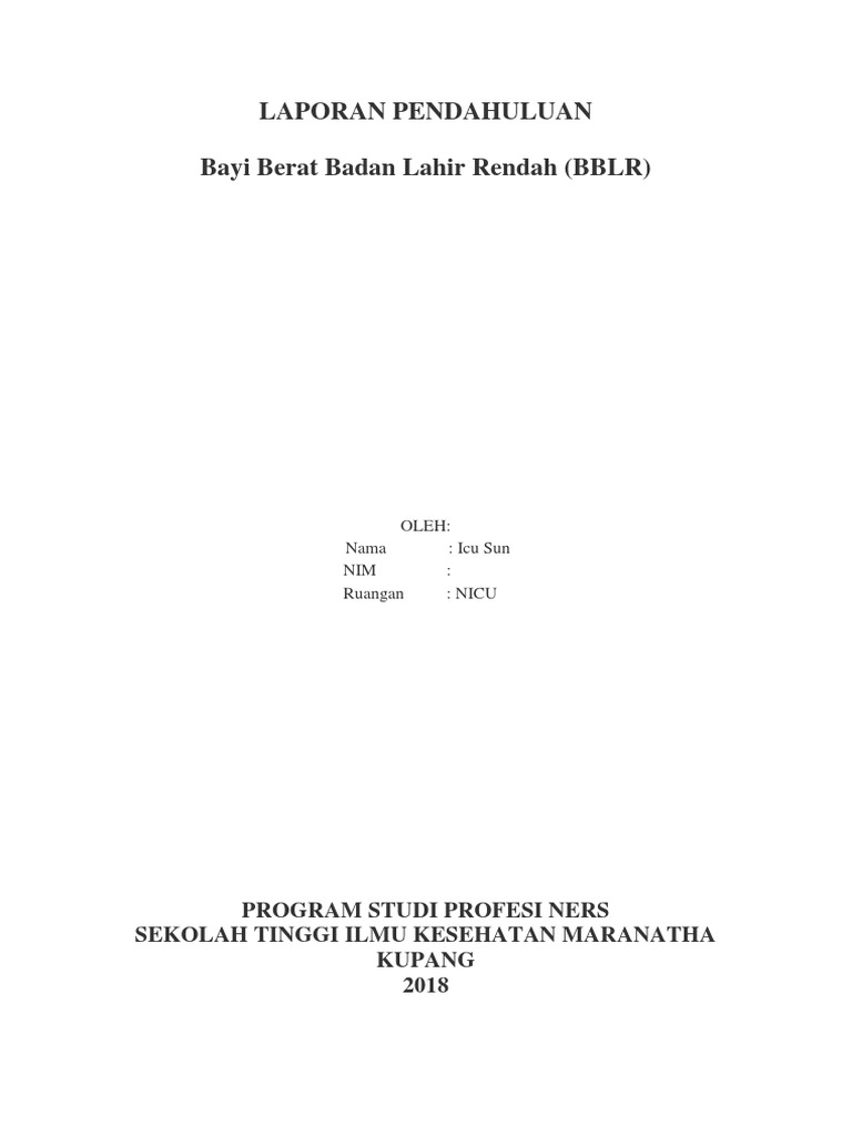 Laporan Pendahuluan BBLR | PDF | Pengembangan Diri
