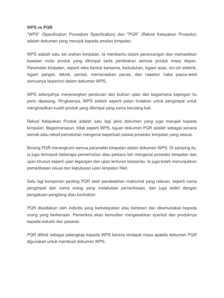 WPS Vs PQR | PDF