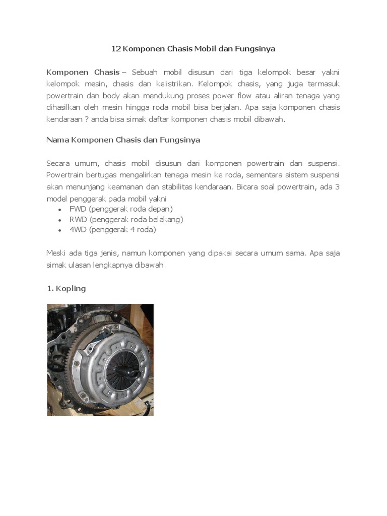 12 Komponen Chasis Mobil Dan Fungsinya | PDF