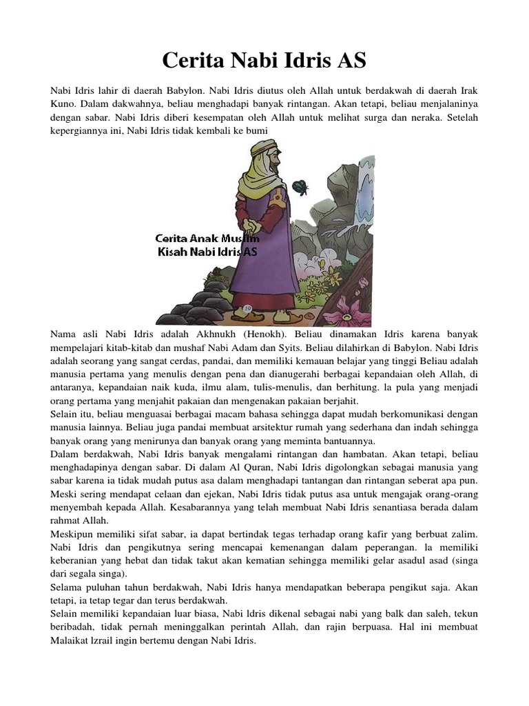 Kisah Nabi Idris: Kesabaran dan Kebaikan | PDF