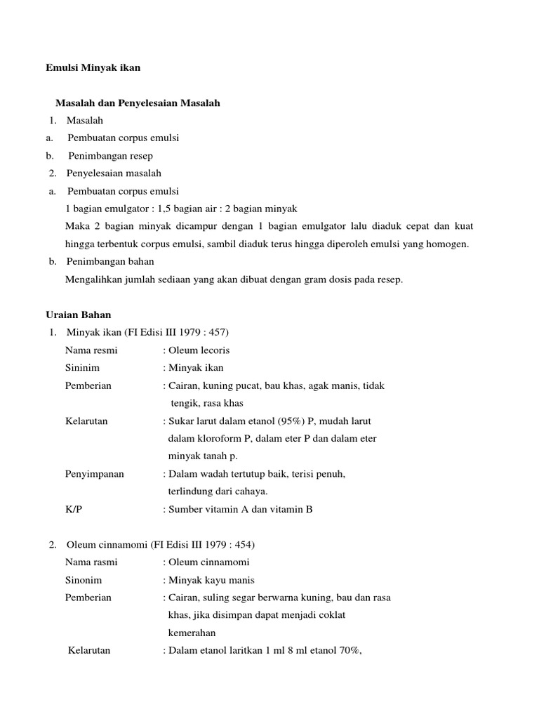 Formulasi Emulsi Minyak Ikan | PDF