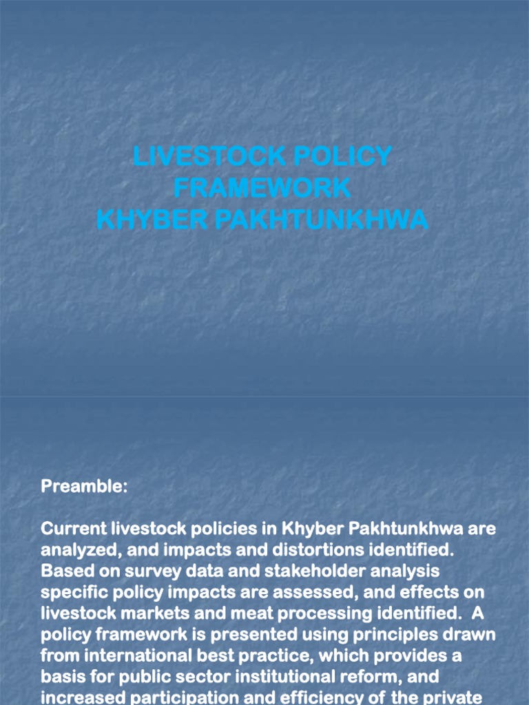 Livestock Policy Framework Khyber Pakhtunkhwa | PDF | Animal Slaughter ...