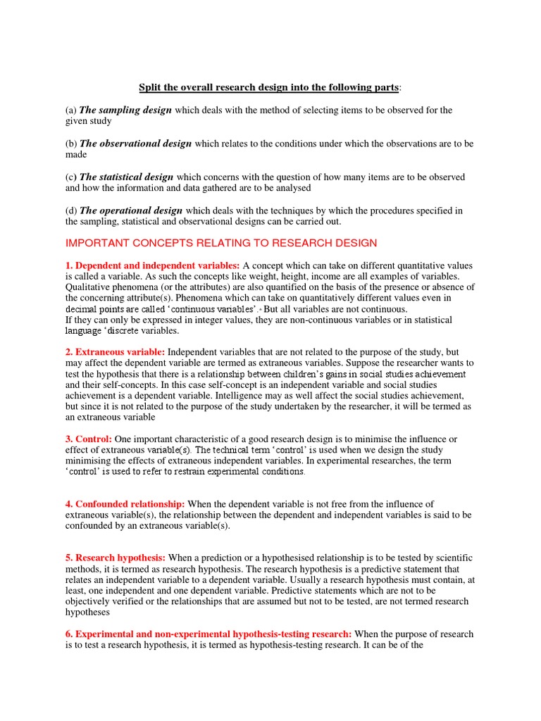 A Guide to Key Concepts and Components of Research Design | PDF ...