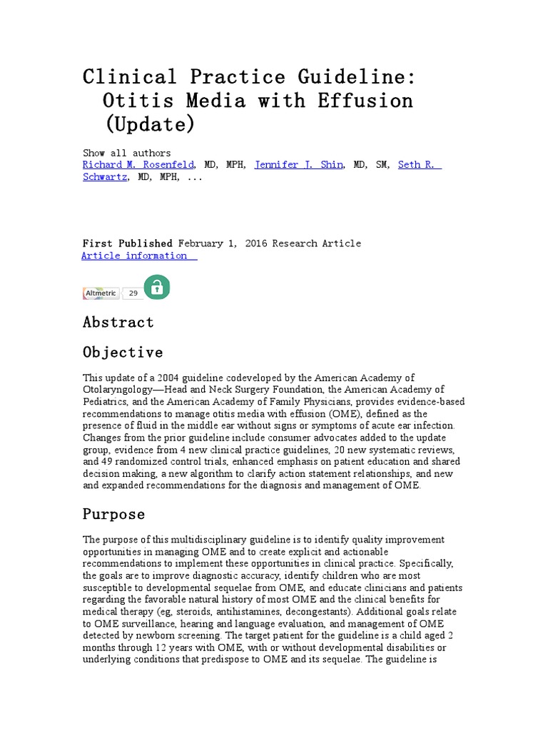 Clinical Practice Guideline | PDF | Evidence Based Medicine | Hearing Loss