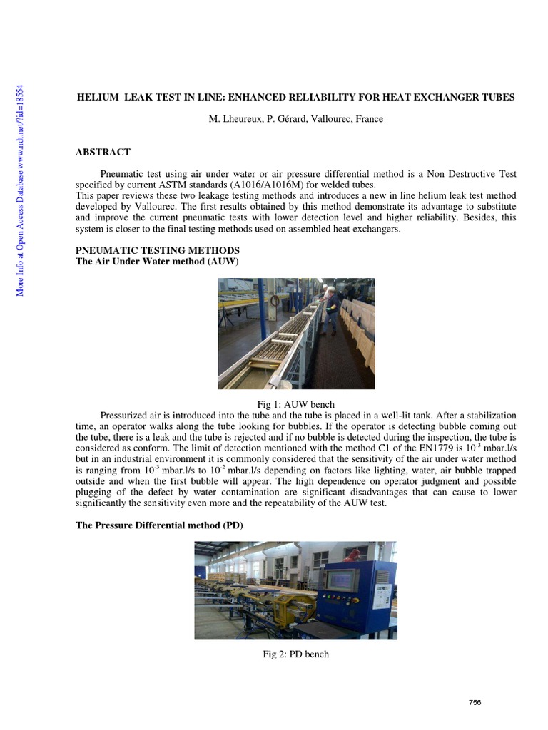 Helium Leak Test in Line: Enhanced Reliability For Heat Exchanger Tubes ...