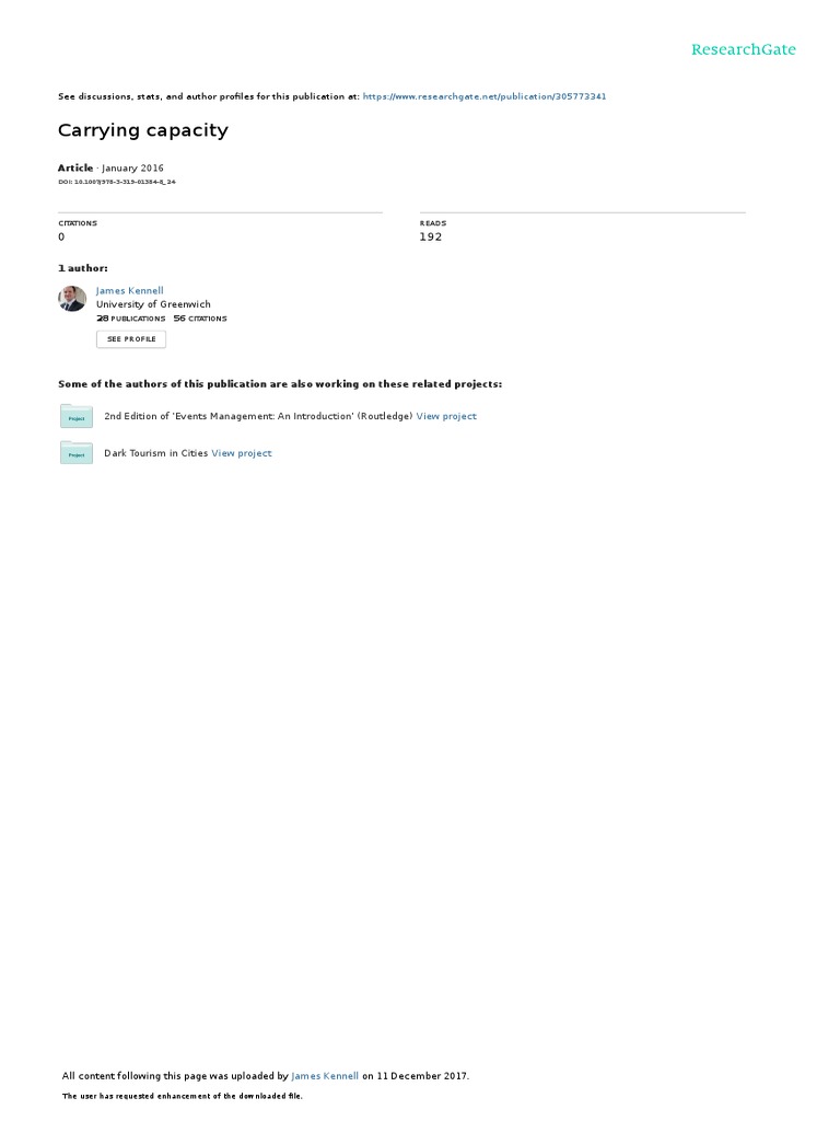 Carrying Capacity: January 2016 | PDF | Sustainability | Resource