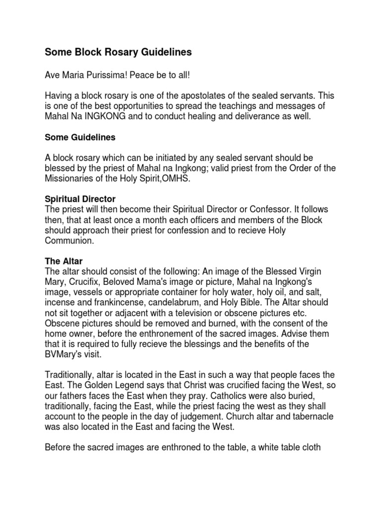 Some Block Rosary Guidelines | PDF