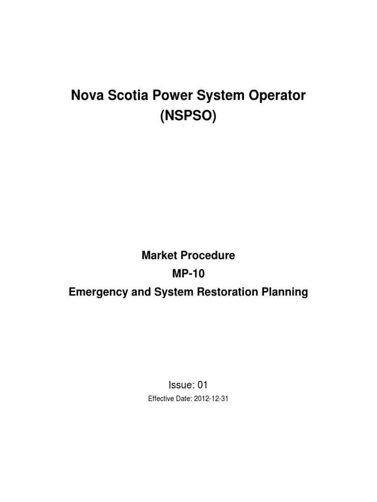 Emergency System Restoration Procedure | PDF | Emergency Management ...