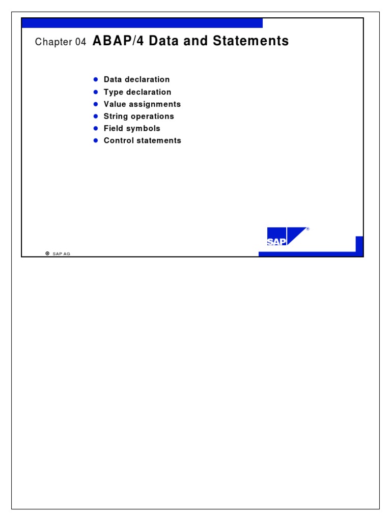 ABAP Datatypes PDF | PDF | Data Type | Control Flow ABAP Datatypes PDF | PDF | Data Type | Control Flow