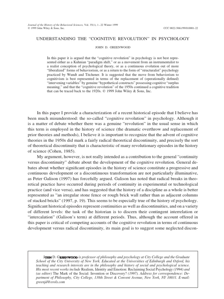 Understanding the “cognitive revolution” in psychology | Behaviorism ...