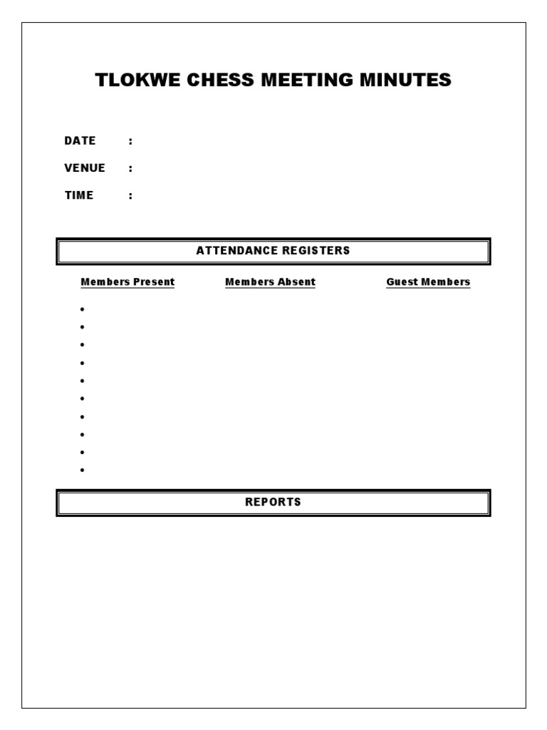 Tlokwe Chess Meeting Minutes | PDF