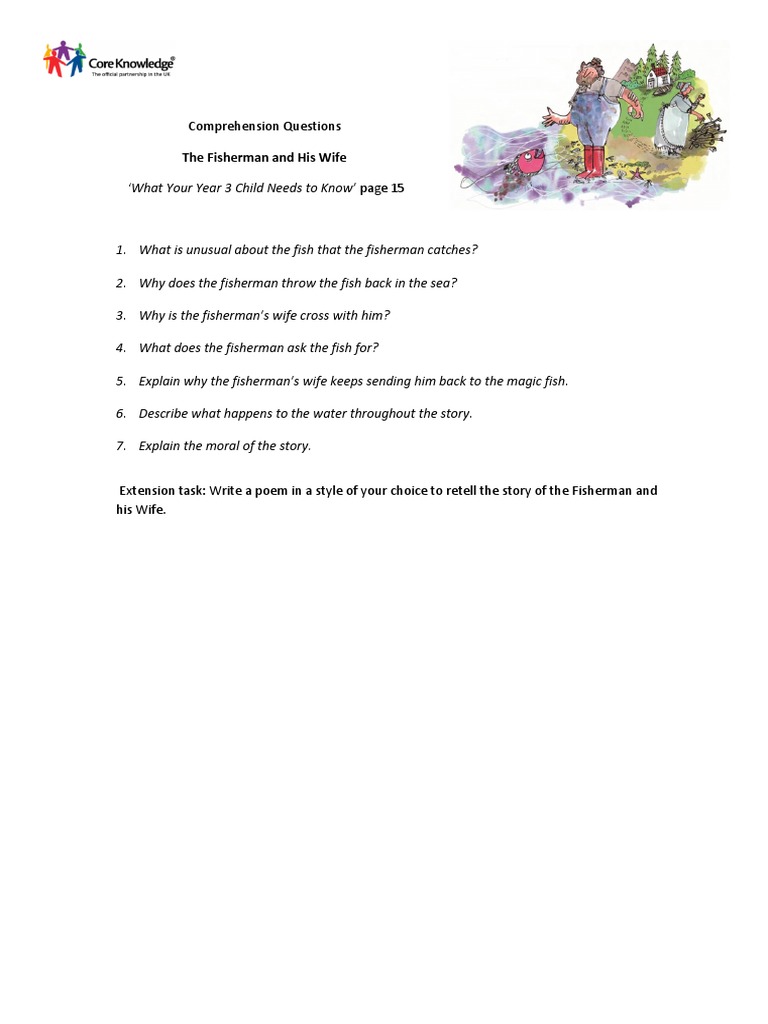 Comprehension Questions: Fisherman Story | PDF | Cooking, Food & Wine