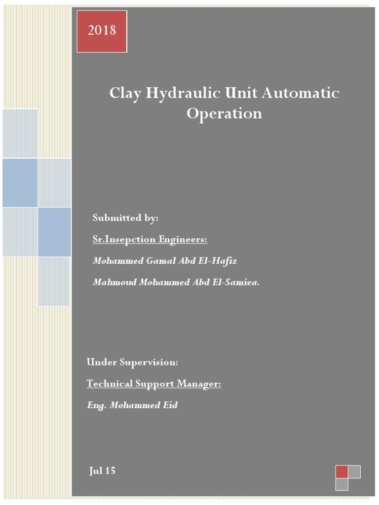 Clay Stacker Hydraulic Unit Automatic Operation | PDF | Valve | Pump