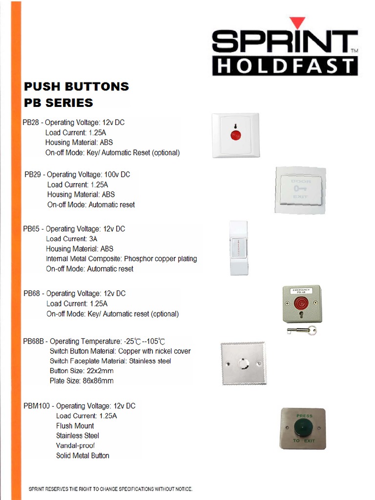 Push Button Specification | PDF