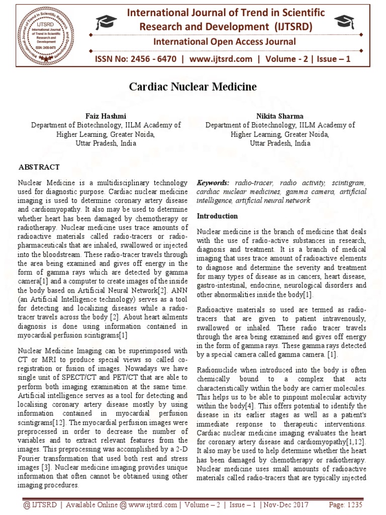 Cardiac Nuclear Medicine Cardiac Nuclear Medicine: ISSN No: 2456 | PDF ...