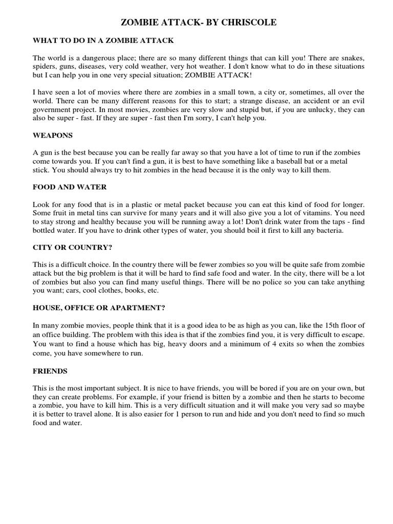 Zombie Attack-By Chriscole | PDF | Zombies | Leisure