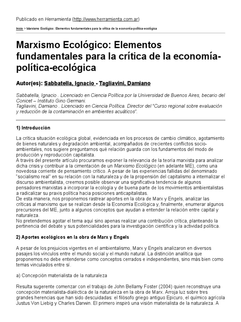 Marxismo Ecológico - Elementos Fundamentales para La Crítica de La ...
