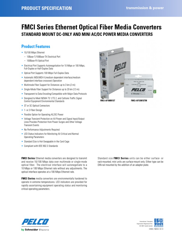 FMCI Series Ethernet Optical Fiber Media Converters: Product ...
