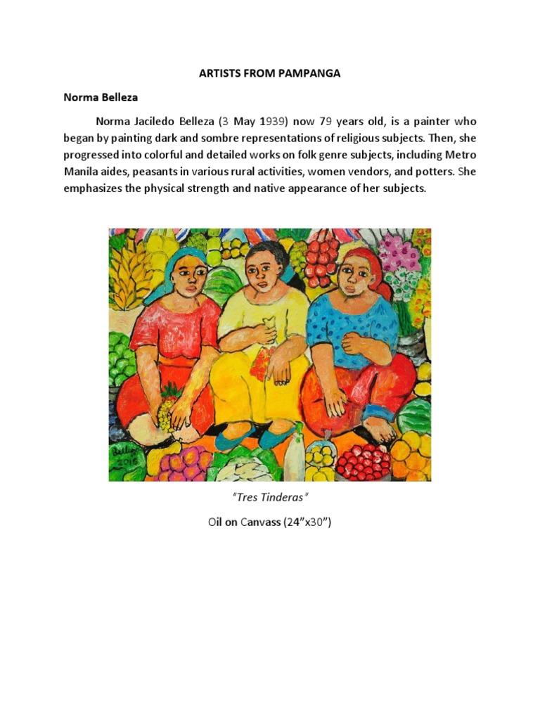 Artists From Pampanga Norma Belleza: "Tres Tinderas" | PDF | Paintings ...