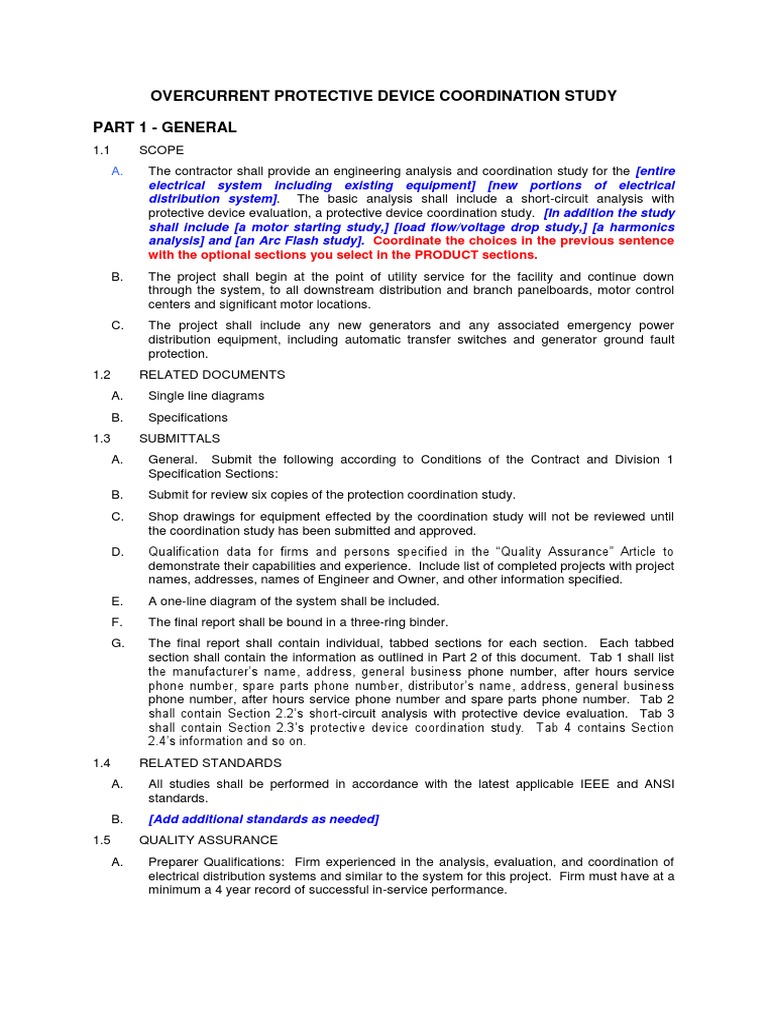 Overcurrent Protective Device Coordination Study | PDF | Electricity | Electrical Engineering
