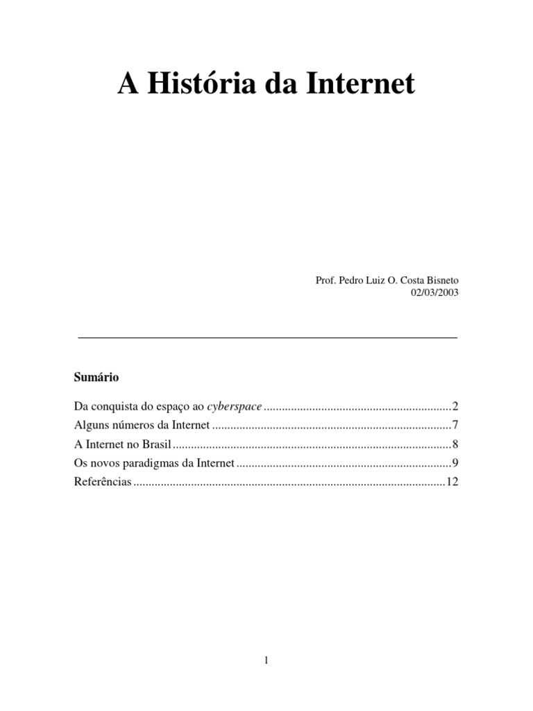 03 A Historia Da Internet PDF | PDF | Internet | Rede de computadores