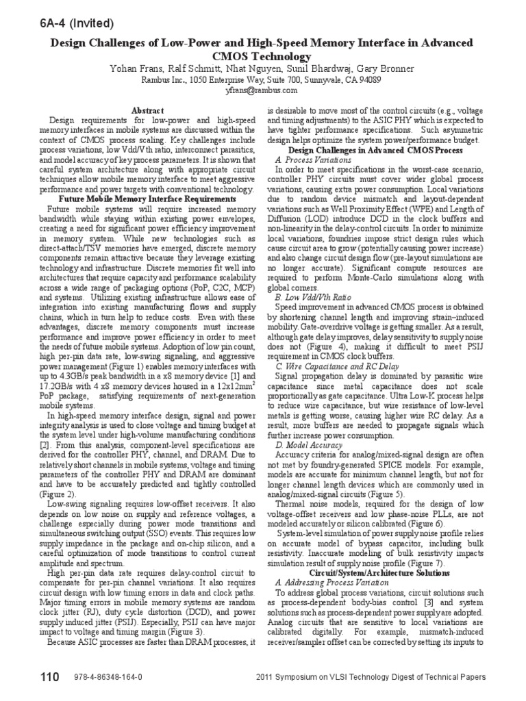 Low-Power High-Speed Memory Interface Design | PDF | Electronic ...