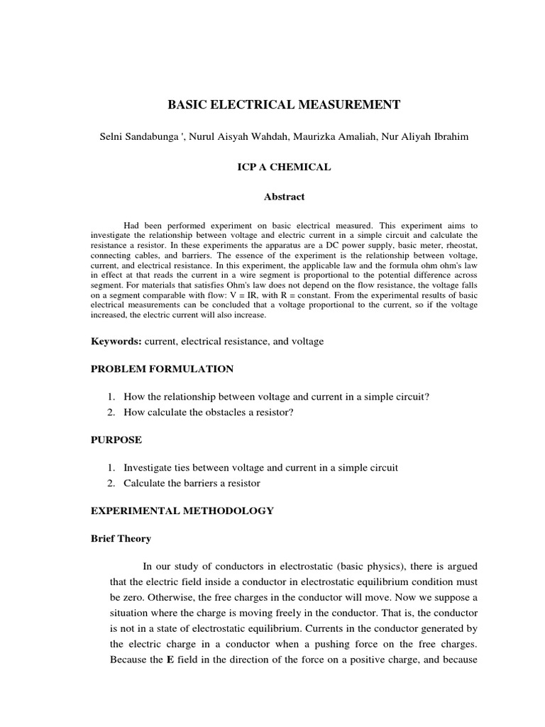 Basic Electrical Measurement | PDF | Electrical Resistance And ...