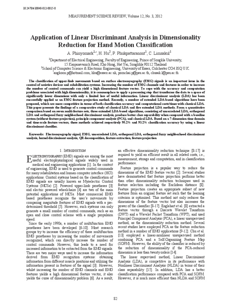 Application of Linear Discriminant Analysis in Dimensionality Reduction ...
