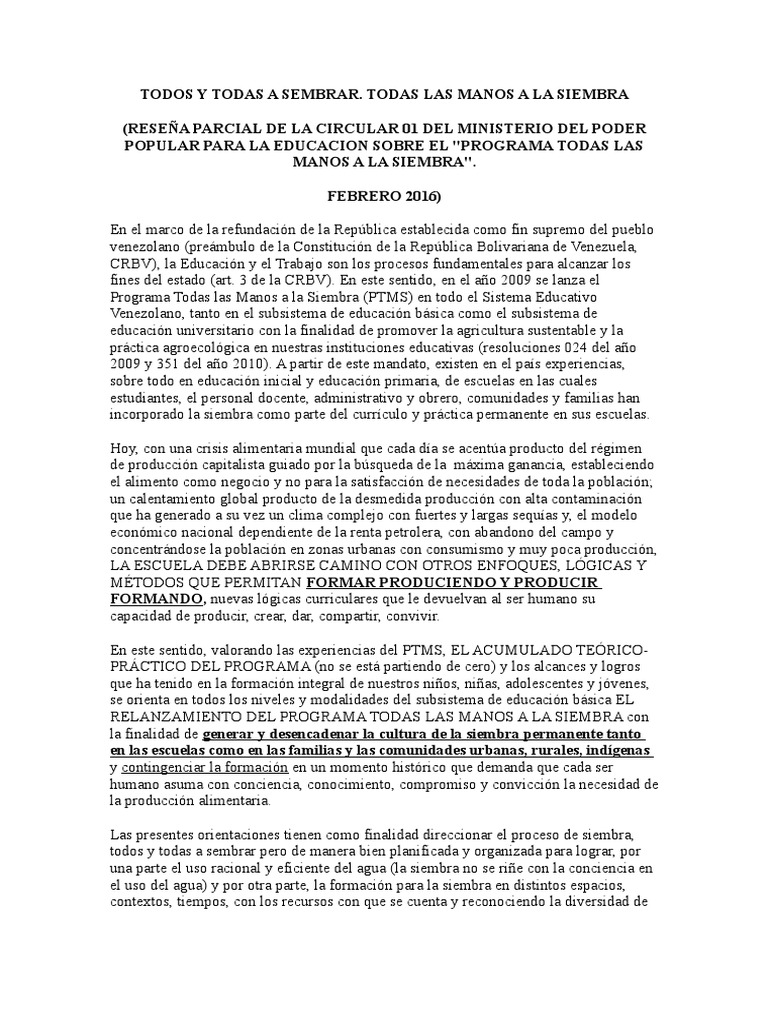 Bases Teoricas Del Ptms | PDF | Agroecología | Plan de estudios