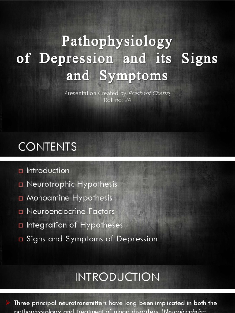 Pathophysiology of Depression | PDF | Major Depressive Disorder ...