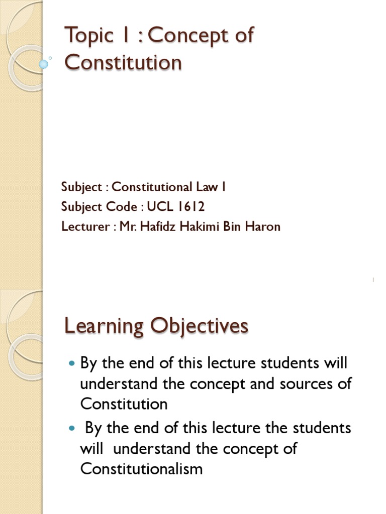 Topic 1: Concept of Constitution | PDF | Constitution | U.S. State