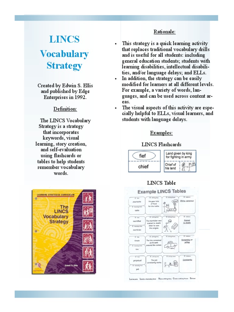 LINCS Vocabulary Strategy | PDF | Vocabulary | Learning Disability