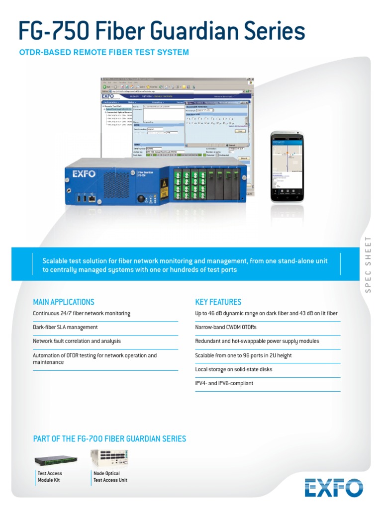 FG-750 Fiber Guardian Series: Otdr-Based Remote Fiber Test System | PDF ...