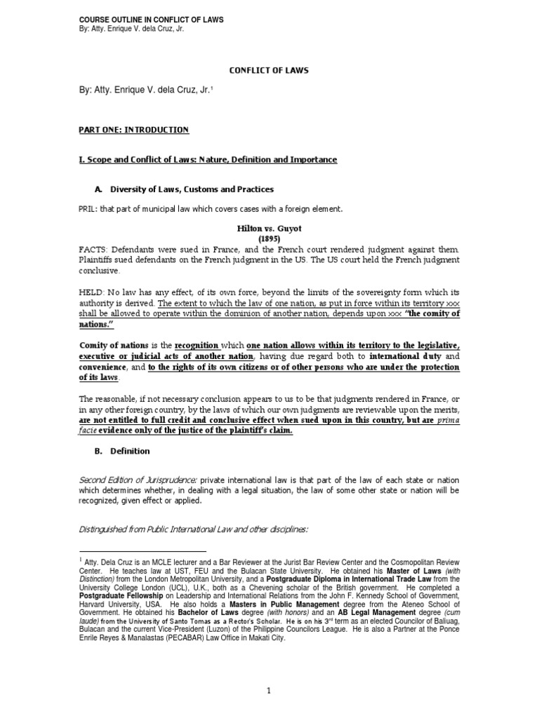 Conflict of Laws Reviewer | PDF | Minimum Contacts | Choice Of Law