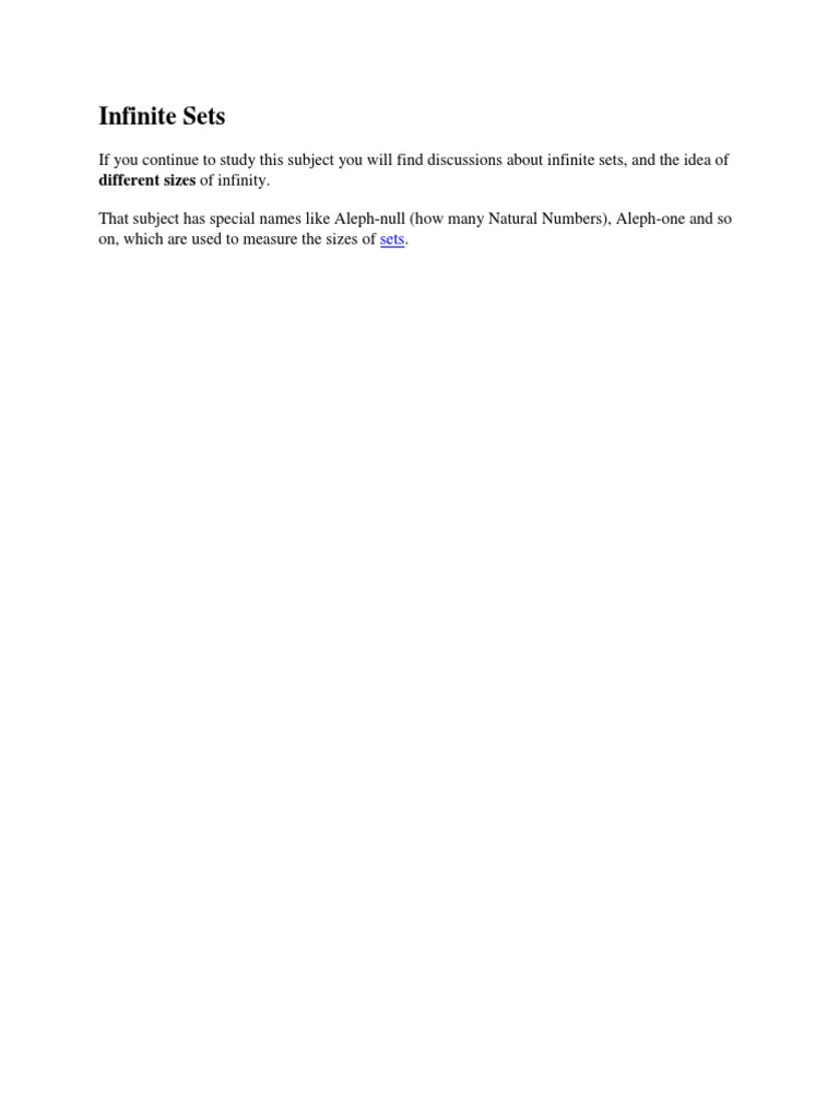 Understanding Infinite Sets and Sizes | PDF | Philosophy