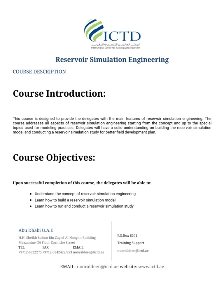Course Introduction:: Reservoir Simulation Engineering | PDF ...