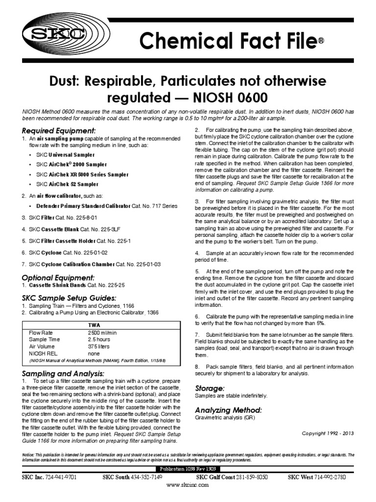 Chemical Fact File: Dust: Respirable, Particulates Not Otherwise ...