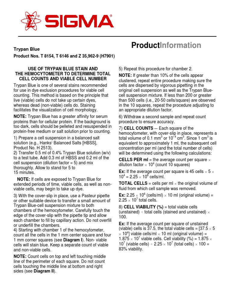 Trypan Blue Cell Counting Guide | PDF | Laboratories | Biology