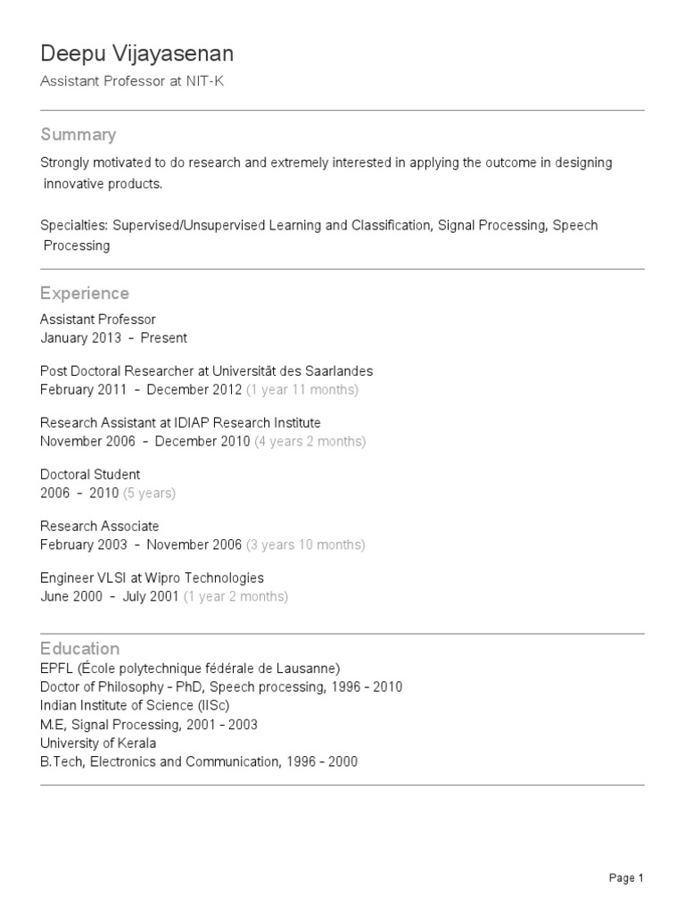 Deepu Vijaya Senan Profile | PDF