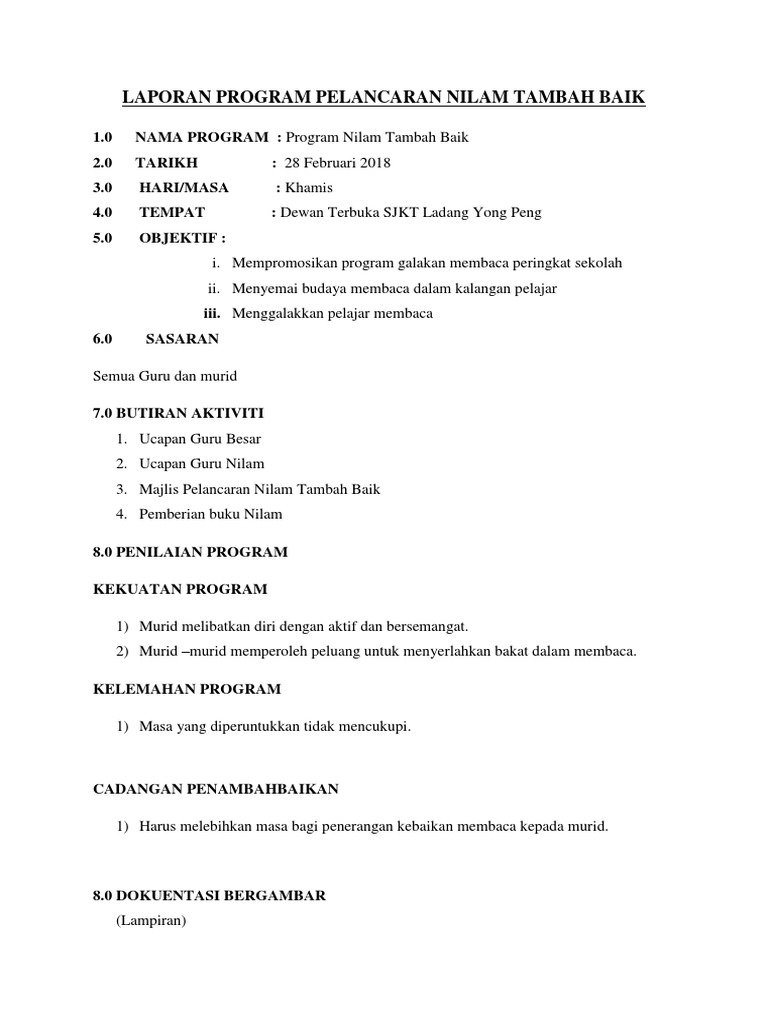 Laporan Program Pelancaran Nilam Tambah Baik | PDF