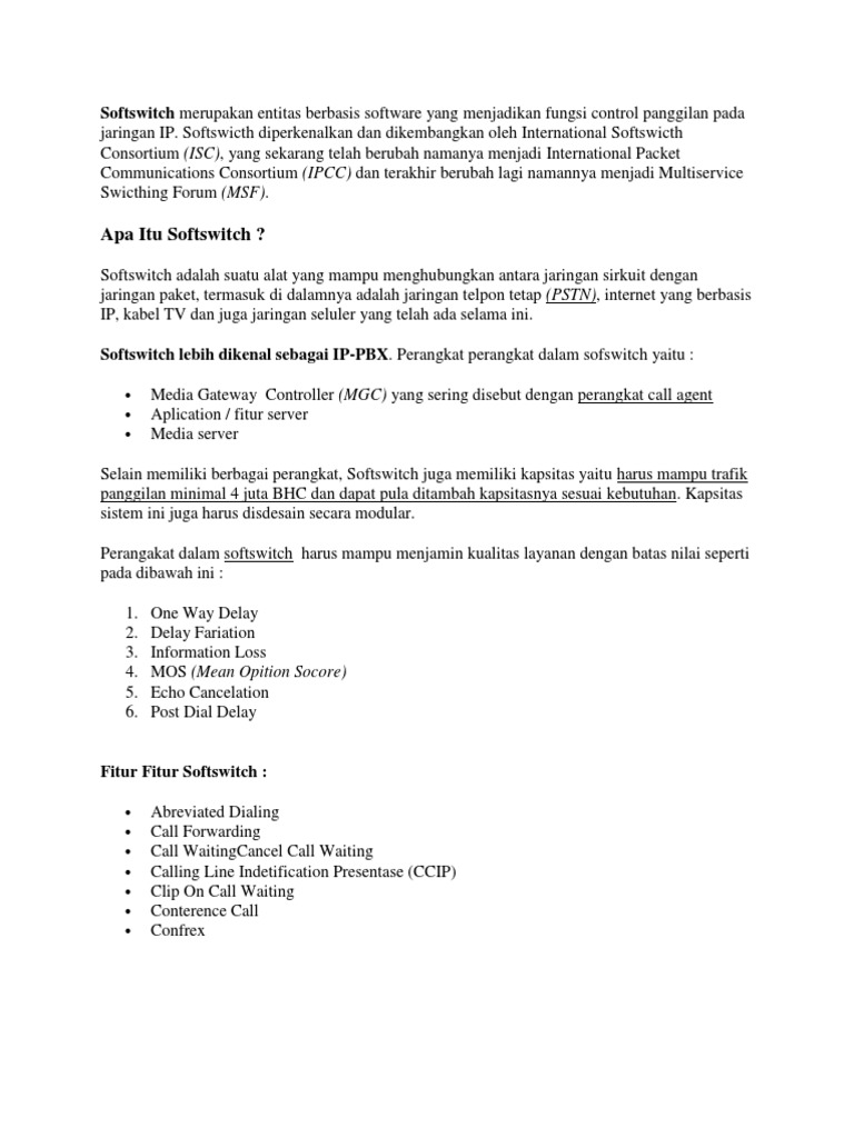 Pengertian dan Fungsi Softswitch IP | PDF | Komputer
