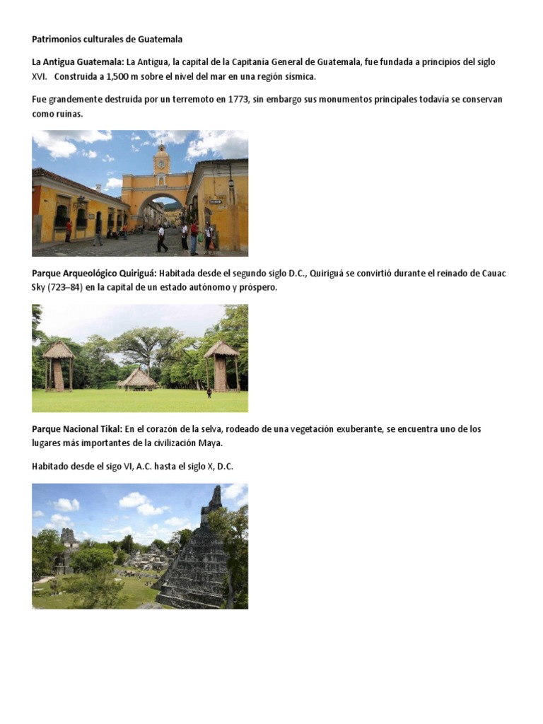 Patrimonios Culturales de Guatemala | PDF | Guatemala | Agricultura