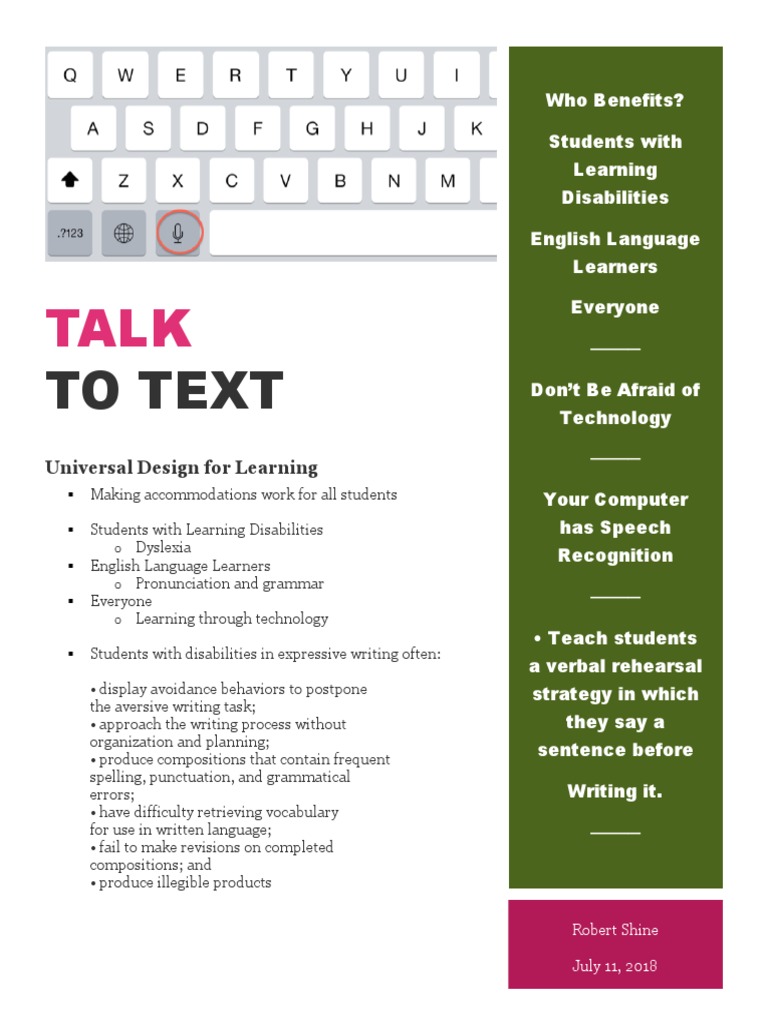 Talk To Text Flyer | PDF | Learning Disability | Speech Recognition