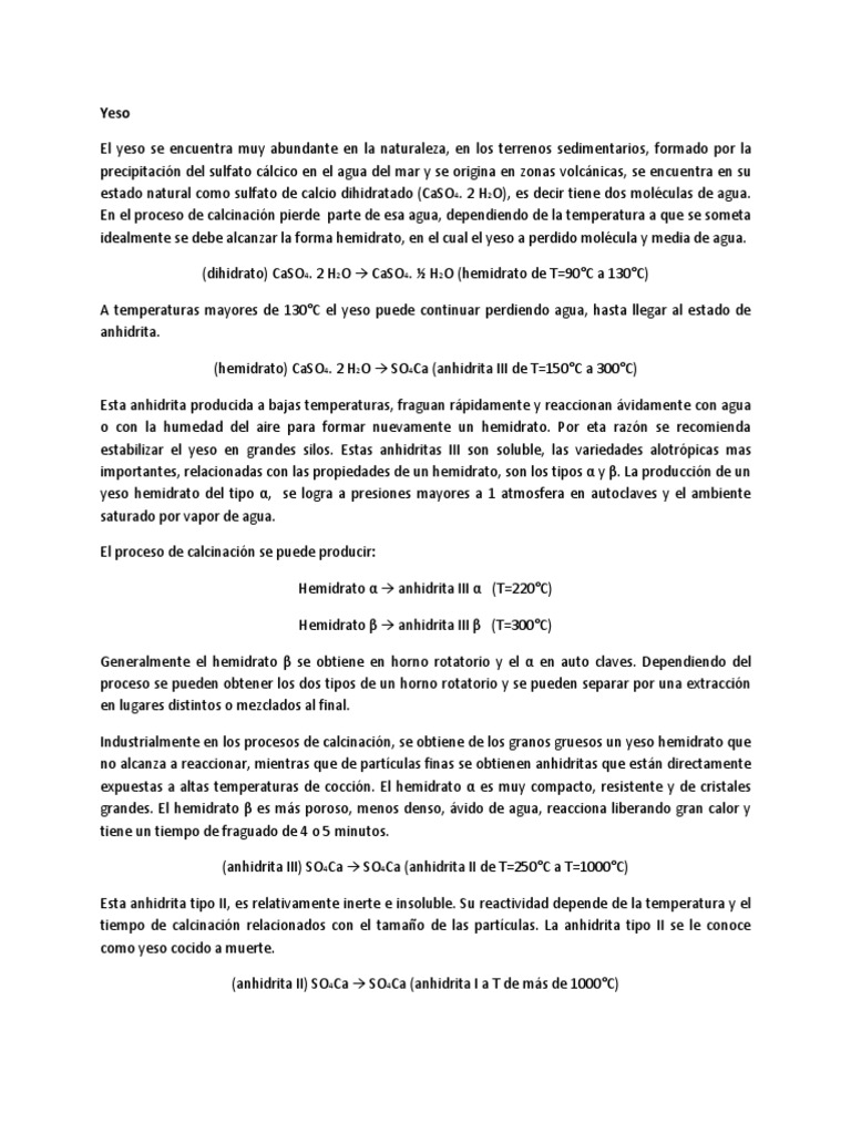 Yeso | PDF | Yeso | Sustancias químicas