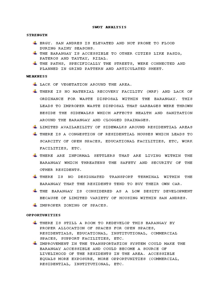 S.W.O.T. Analysis Sample | PDF | Science & Mathematics