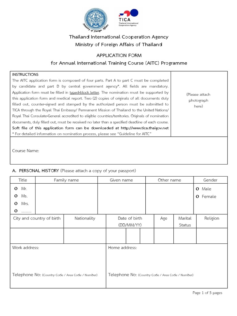 Application Forms Thai | PDF | Thailand | Physician