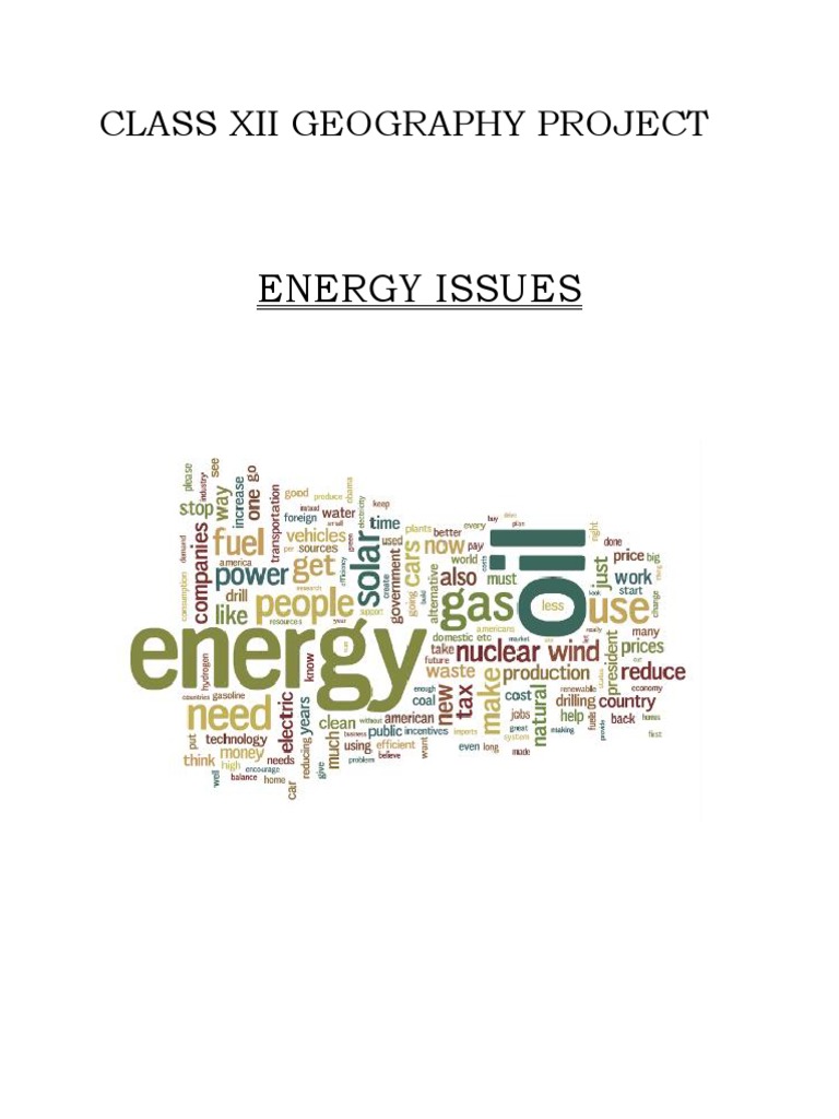 Energy Issues: Class Xii Geography Project | PDF