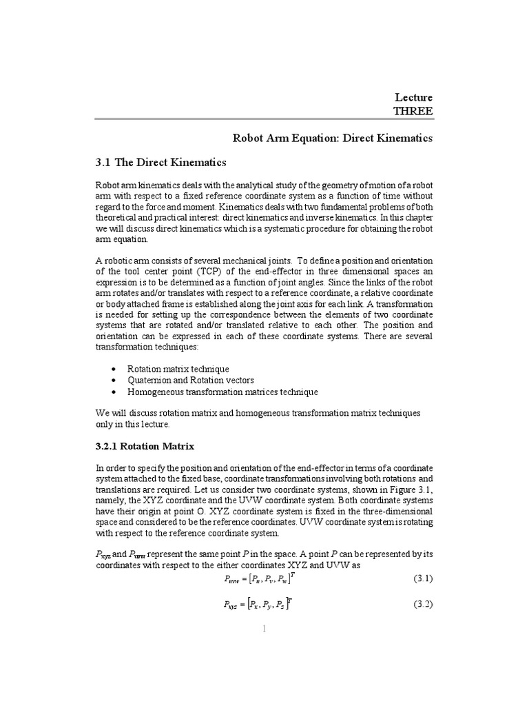 4 - DH Representation | PDF | Cartesian Coordinate System | Coordinate ...