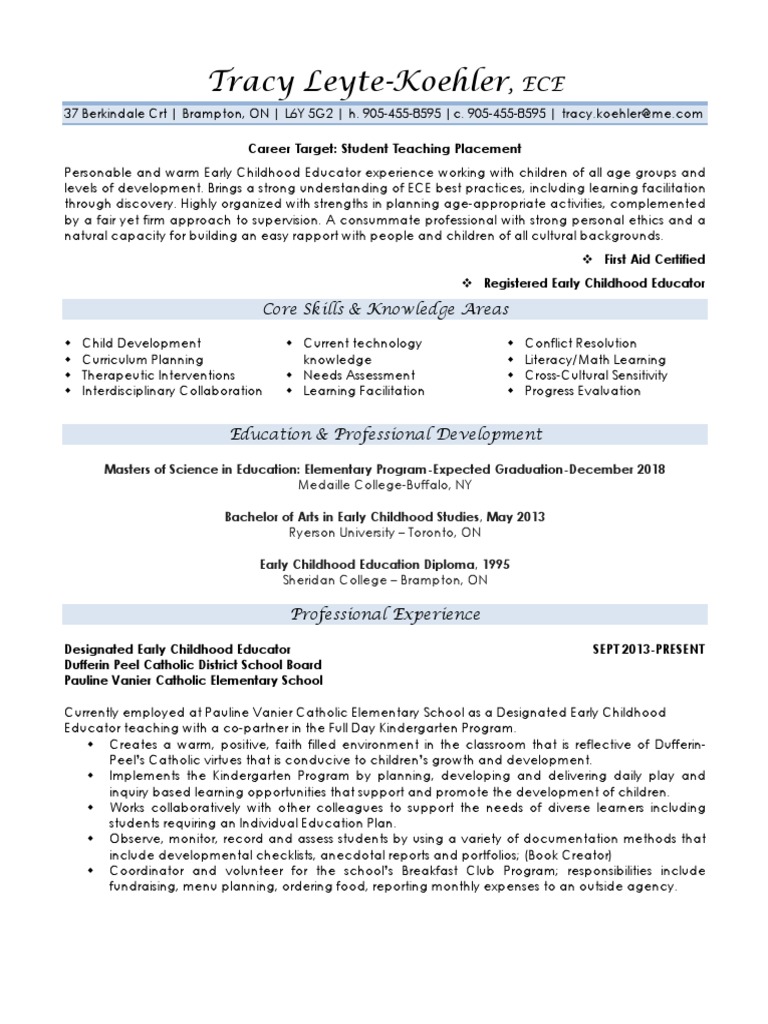 Resume Tracy 2018 Portfolio2 | PDF | Early Childhood Education | Schools