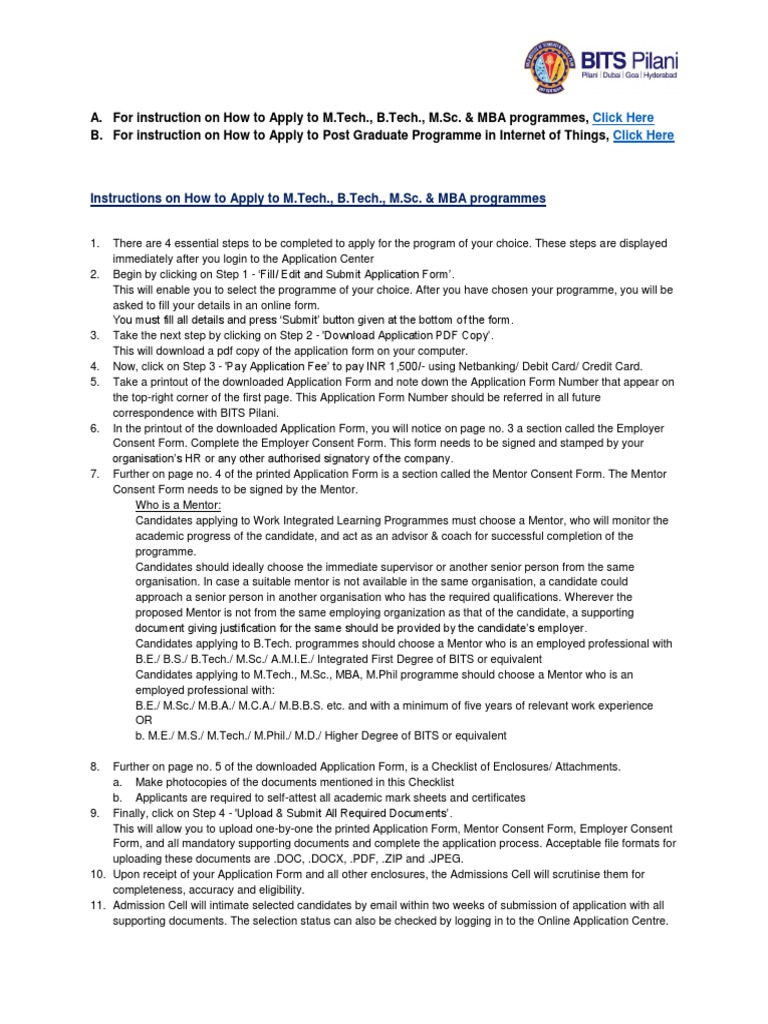 Application Guide for BITS Programs | PDF | Master's Degree | Master Of ...